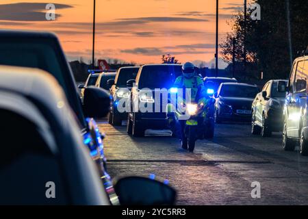 A Police Escort VIP Motorcade Leaves Edinburgh Airport WIth UK Prime ...