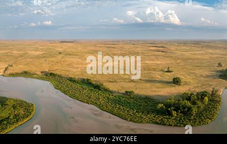 aerial panorama of the Dismal River and Nebraska Sandhills at Nebraska ...