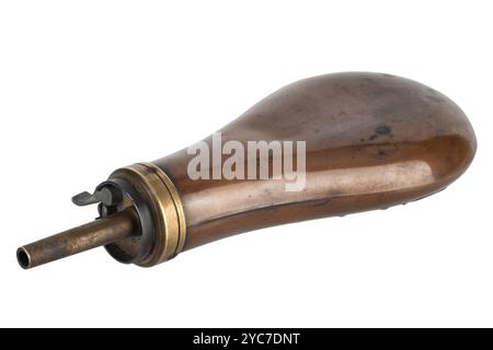 Old west gunpowder flask isolated on white background Stock Photo - Alamy