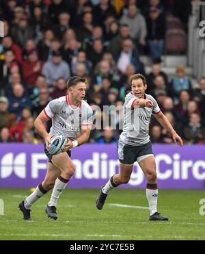 Fergus Burke of Saracens in action during the Gallagher Premiership ...