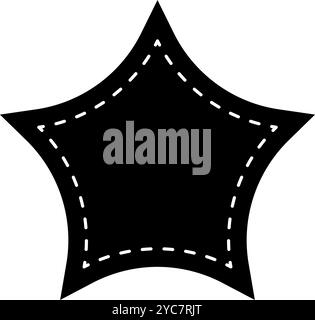 Dotted star form isolated on white background. Geometric shape with dashed stitches line. Cut ...