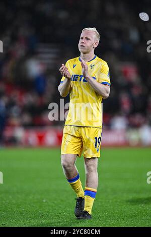 Will Hughes Of Crystal Palace applauds the fans during the Newcastle ...