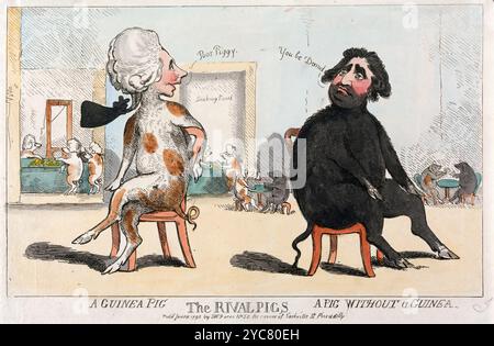 A funny humorous cartoon print coloured engraving of The Union coach ...