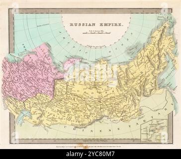 A historical map of the Russian Empire in 1745, presented in Latin. The ...