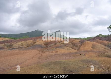 The iconic Seven Colored Earths of Chamarel, Mauritius. This natural ...
