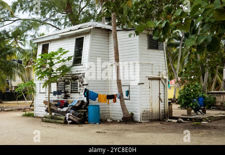 Buildings of a resort on Tobacco Caye, Belize Stock Photo - Alamy