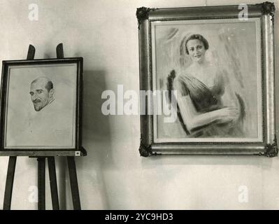 Paintings by Greek artist Kostas Parthenis, 1970s Stock Photo - Alamy