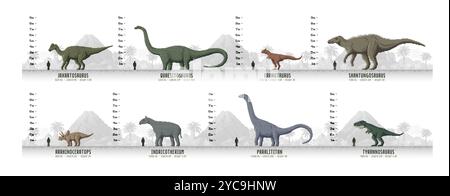 Prehistoric dinosaurs infographic with Jurassic lizards species and ...