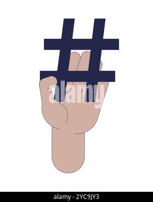 Human hand holding hashtag sign. Vector hand drawn sketch illustration ...