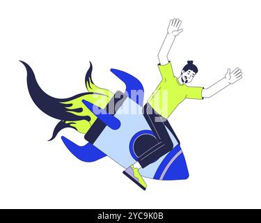Cartoon vector illustration of failed rocket, flying and falling ...