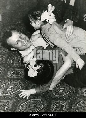 Russian cosmonaut Jurij Gagarin and his daughters Yelena and Galya ...