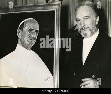 Italian painter Cesar C. and his painting portraits of famous people ...