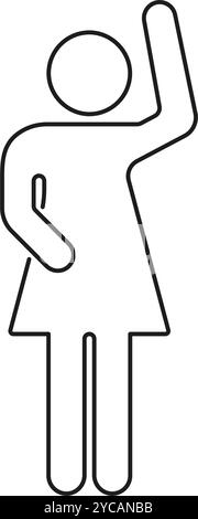 Human Figure Waving Hand Line Icon. Stick Figure with Greeting Gesture ...