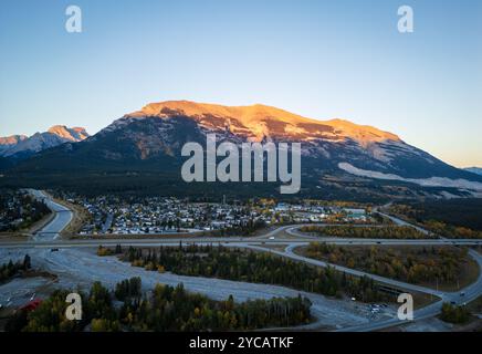 Grotto Mountain and Highway #1, Canada Stock Photo - Alamy