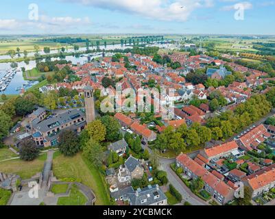 Aerial from the historical city Heusden in the Netherlands Stock Photo ...