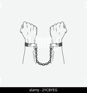 Vintage Retro Metal Prison Bondage Handcuffs Ankle Icon Illustration ...