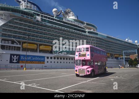 Double-decker charter bus,Saint John, New Brunswick, Canada Stock Photo ...