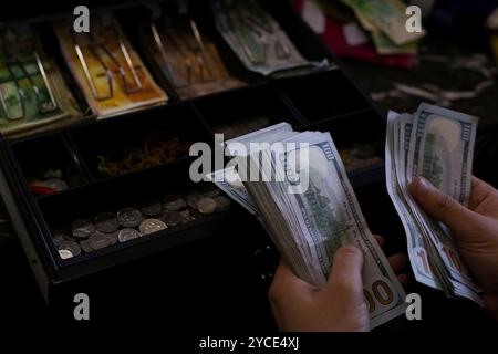 Gaza, Palestine. Different denominations of the Israeli New Shekel, the ...
