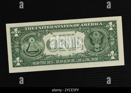 One dollar bill great seal pyramid and All-Seeing Eye detail close up ...