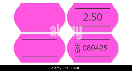 Expired date self-adhesive paper tag with two red stripes. Best before ...