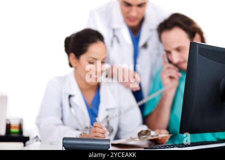 Asian woman doctor making phone call consultation speaking mobile ...
