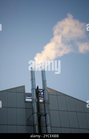 Air pollution caused by discharges of heating systems Stock Photo - Alamy
