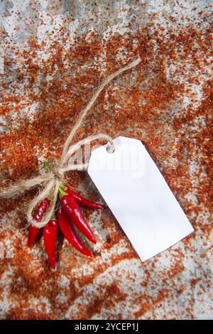 Bunch of hot chili with a ticket price or written message Stock Photo ...