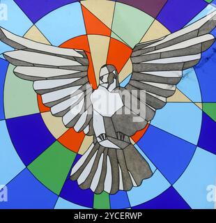 Holy Spirit Bird, stained glass Stock Photo - Alamy