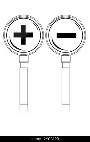 illustration of increase-decrease magnifiers icons Stock Photo - Alamy