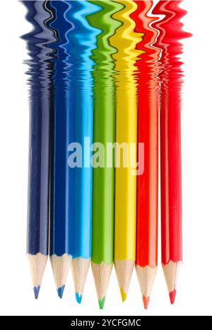 Liquid pencils. Paints is turning into pencils Stock Photo - Alamy