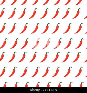 Seamless pattern with red hot chili peppers on a white background ...