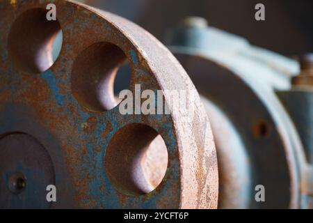 Metallic Rusty industrial machine parts closeup photo Stock Photo - Alamy