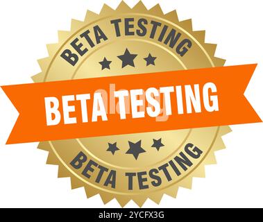 beta round orange and gold label isolated on transparent background ...