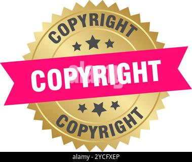 copyright round pink label isolated on transparent background ...