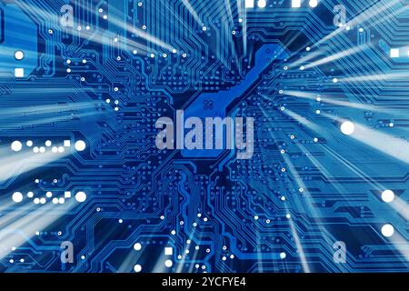 Tech industrial electronic blue background Stock Photo - Alamy