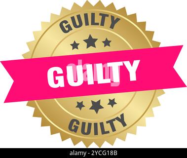 guilty round pink label isolated on transparent background. guilty ...
