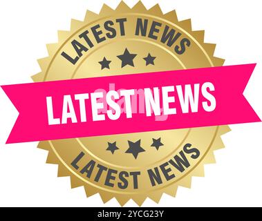 latest news round pink label isolated on transparent background. latest ...