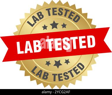 tested round red and gold label isolated on transparent background ...