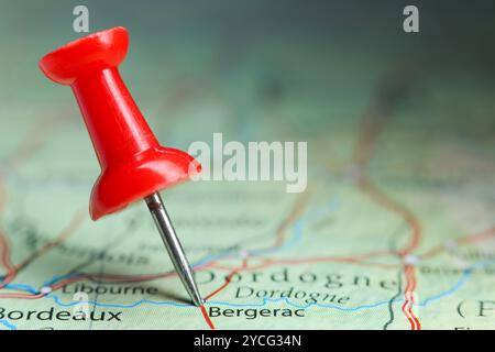 Bergerac map. Bergerac pin map. Close up of Bergerac map with red pin ...