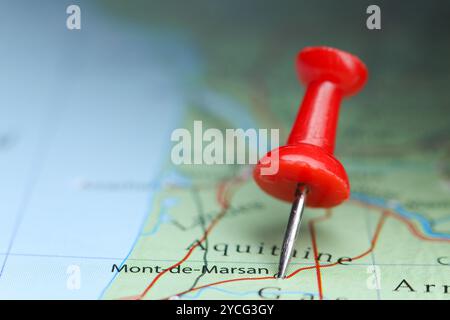 Mont-de-Marsan map. Close up of Mont-de-Marsan map with red pin. Map ...