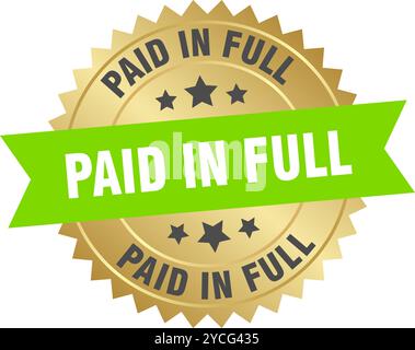 paid round green and gold label isolated on transparent background ...