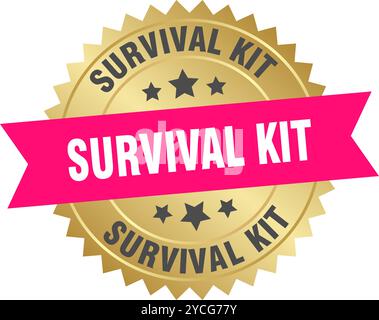 survival kit round pink label isolated on transparent background ...