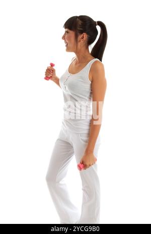 Beautiful Brunette with Hand Weights (2 Stock Photo - Alamy