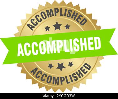 completed round green and gold label isolated on transparent background ...