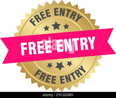free entry round pink label isolated on transparent background. free entry Stock Vector Image ...