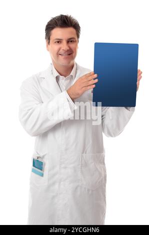 Doctor with fact sheet Stock Photo - Alamy