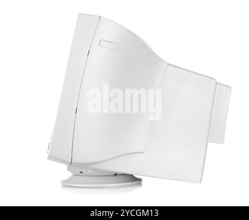 pc monitor path isolated on white back view Stock Photo - Alamy