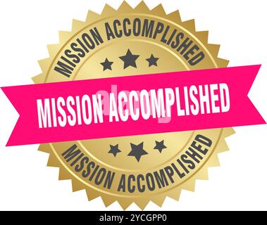 mission accomplished round pink label isolated on transparent ...