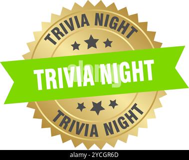 trivia round green and gold label isolated on transparent background ...