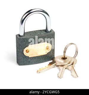 Open steel padlock with three keys on black surface Stock Photo - Alamy